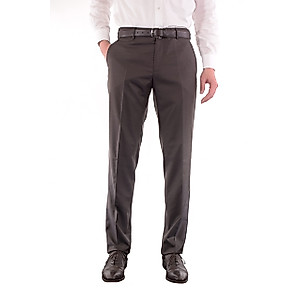 Zanella Platinum Parker Tasmanian Super 150's Wool Men Trousers - Modern Fit Flat Front Dress Pants (Dark Brown 36)