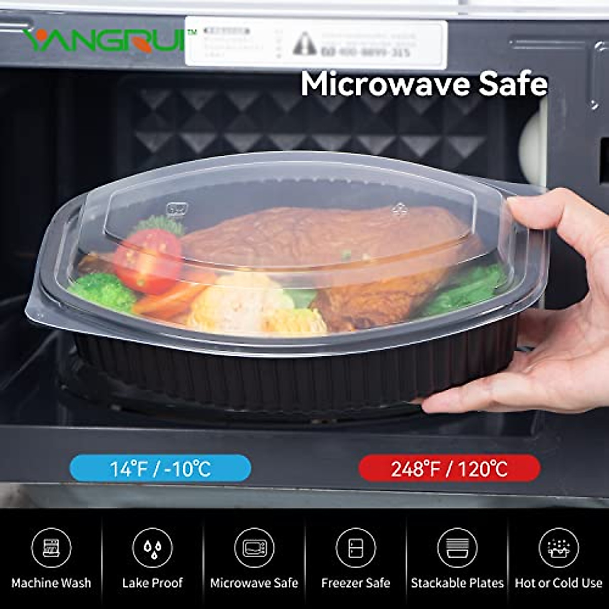YANGRUI Take Out Containers, Shrink Wrap 40 Pack 32oz Leak Proof Reusable Machine Washable Meal Prep Container BPA Free Microwave Freezer Safe To Go Containers
