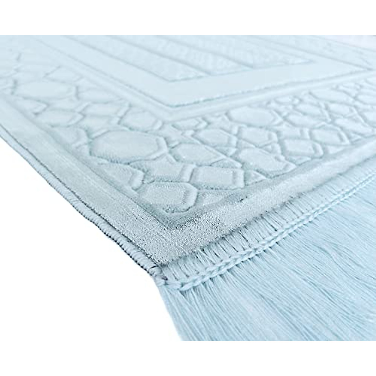 Durable Prayer Rug Muslim Mat Islamic - Luxurious Velvet Turkish Prayer Rug Sajadah for Kids Men Women for Eid Travel Ramadan, Soft and Luxury (Blue)