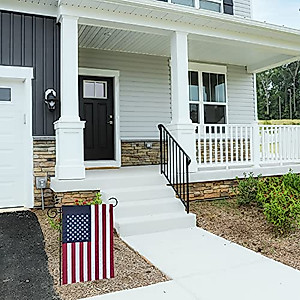 SYII American Garden Flag 12x18 Inch Made in USA, Embroidered Stars US Yard Flags for Lawn Patio 4th of July Patriotic Decor