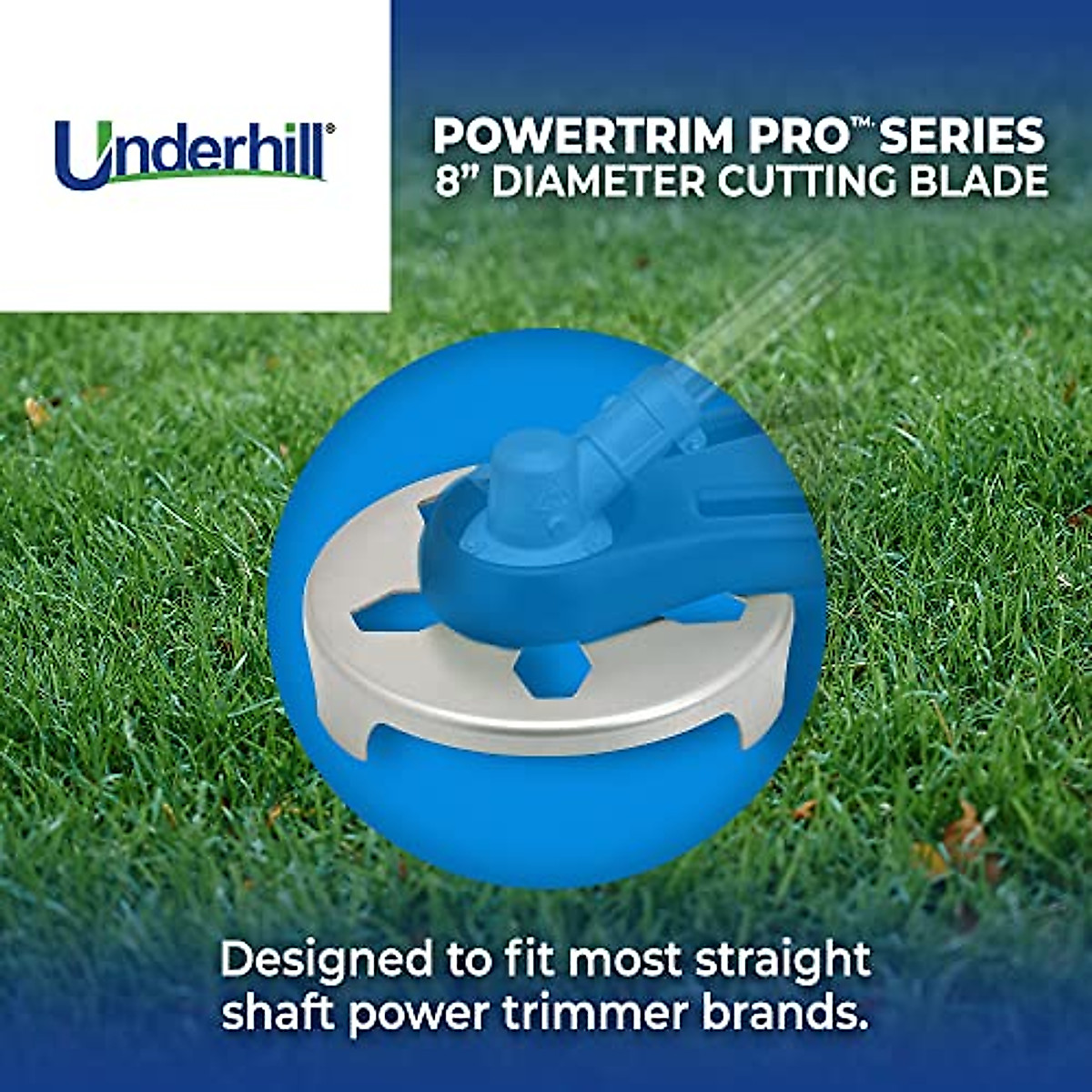 Underhill PowerTrim Pro Series Sprinkler System Heads Grass Cutter, Lawn Trimmer, 8" Diameter Round Cutting Blade, Garden Yard Tools, PTC-008