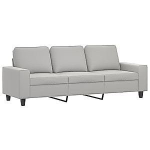 YAFF 3-Seater Sofa with Footstool Light Gray 70.9" Microfiber Fabric