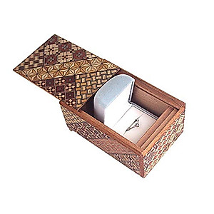 Hakone Yosegi 10 Steps, Japanese Puzzle Box, Wooden Puzzle Box, Brain-Teaser Box, prepaid Debit Cards, Secret Box, Hidden compartments for Children and Adults, Comes with a Gift Box (5in)