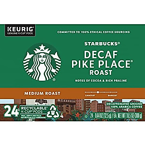 Starbucks Decaf Pike Place Roast, K-Cup for Keurig Brewers, 96 Count