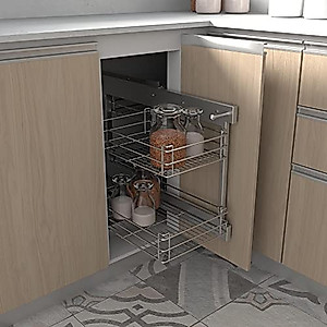 Blind Corner Cabinet Organizer Grilled Base Silver 1 Unit Chrome