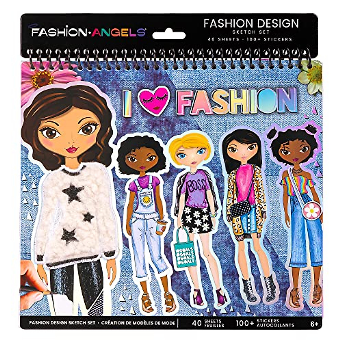 Fashion Angels I Love Fashion Sketch Portfolio - Fashion Design Sketch Book for Beginners, Sketch Pad with Stencils and Stickers For Kids 6 and Up