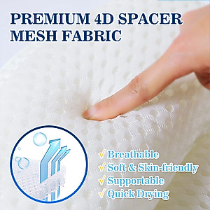 Bath Pillow Bathtub Pillow, Luxury Bath Pillows for Tub Neck and Back Support, Bath Tub Pillow Headrest with Soft 4D Mesh Fabric and Non-Slip Suction Cups, Relaxing Bath Accessories Spa Gifts