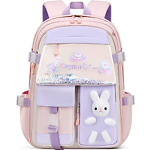 Cute Backpack Travel Bookbag for Women & Men Boys Girls School College Students Backpack Durable Water Resistant Pink-B Large