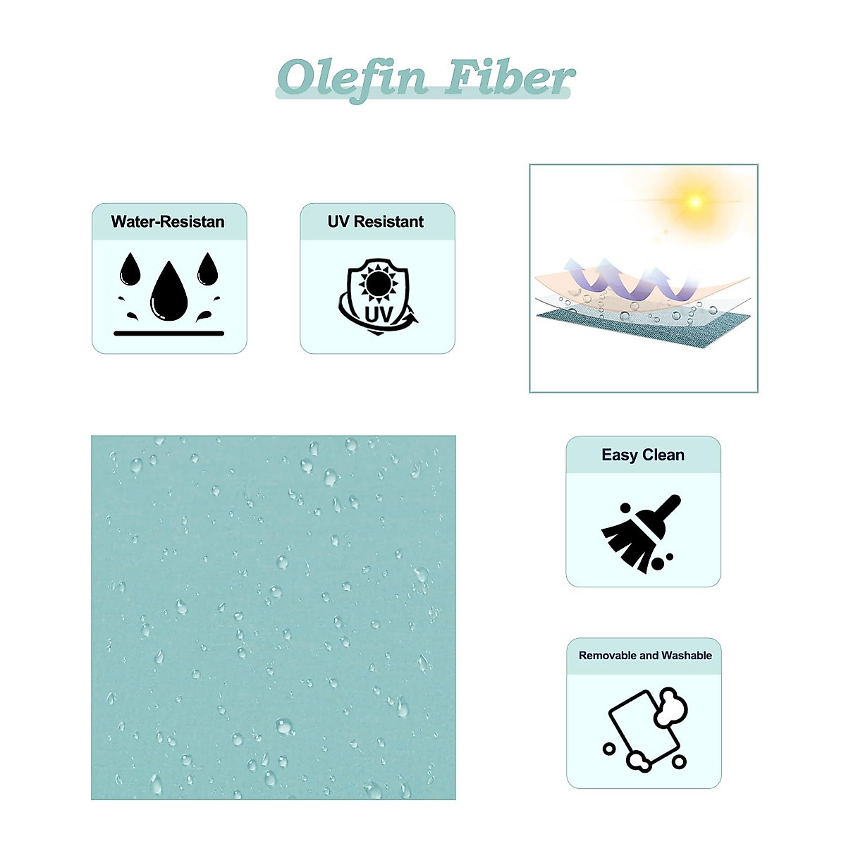 Aoodor Patio Bench Cushion Outdoor Olefin Fabric Slipcover Sponge Foam - Beige