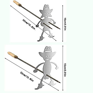 RICHERI 2 sets of marshmallow Grill Sticks, Stainless Steel Grill forks for men and women with hats, hot dog Stand Bonfire Party Family and friends Party Barbecue Forks