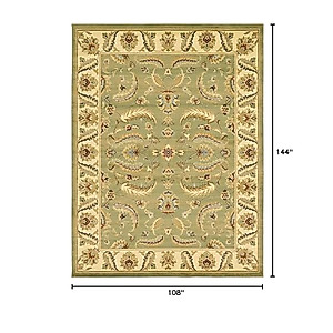 Unique Loom Voyage Collection Traditional Oriental Classic Intricate Floral Design Area Rug, 9 ft 12 ft, Light Green/Ivory