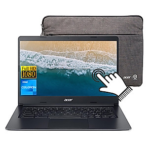 Acer 14" FHD Touchscreen Chromebook Laptop, Dual-Core Intel Celeron N4020, 4GB LPDDR4 RAM, 64GB eMMC Storage, Up to 12.5hrs Battery Life, WiFi, USB-C, Webcam, Chrome OS, w/CUE Accessories