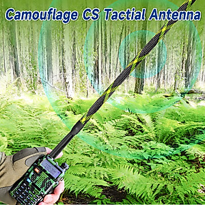 Bingfu Dual Band VHF UHF 136-520MHz 42.9 inch Foldable Camouflage CS Tactical SMA Female Ham Radio Antenna for BaoFeng UV-5R UV-82 BF-F8HP Kenwood Wouxun HYT Handheld Two Way Radio Walkie Talkie