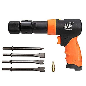 WORKPAD 190mm Long Barrel Air Hammer with Quick Change Chisel Retainer and 4-Piece Chisels Set, Pneumatic Tools
