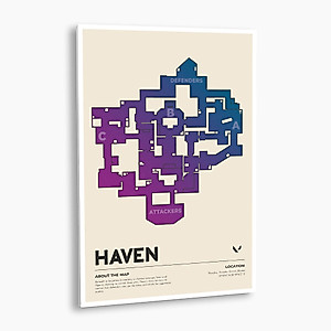 Haven Map Poster, Unframed, Premium Photo Paper - Perfect Decor for Gamers (8"x10", Red)