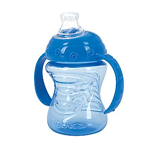 Nuby Two-Handle No-Spill Super Spout Grip N' Sip Cup, 8 Ounce, Single pack of 1 Cup, Colors May Vary