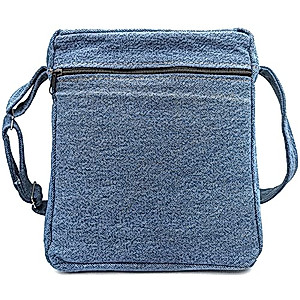 Upcycling Blue Denim Jeans Messenger Cross Body Shoulder Handbag Purse for Unisex