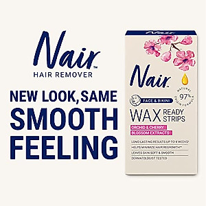 Nair Hair Remover Wax Ready-Strips for Face & Bikini, 40 CT