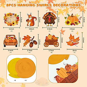 Ouddy Life Thanksgiving Party Decorations, Thanksgiving Hanging Decoration Include Give Thanks Banner Maple Leaves Garland Balloon Paper Pom for Thanksgiving Fall Home Classroom Indoor Office Supplies