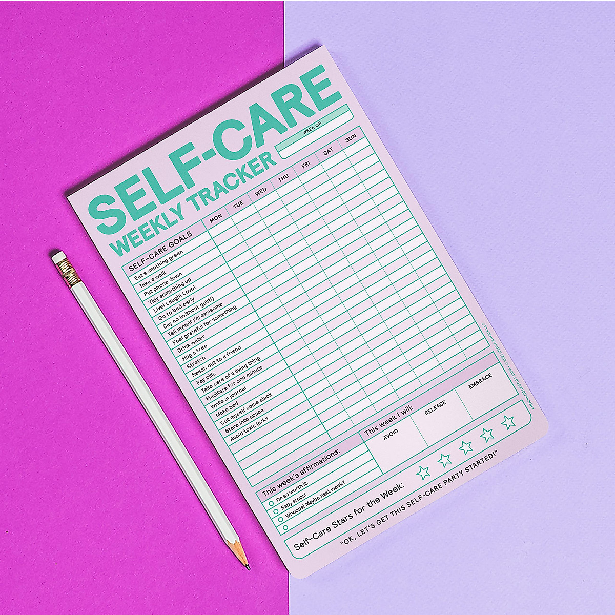 Knock Knock Self-Care Weekly Tracker Pad, Step-by-Step Self-Care Checklist Note Pad (Pastel Version), 6 x 9-inches
