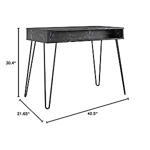 Novogratz Athena Computer Storage, Black Marble Desk