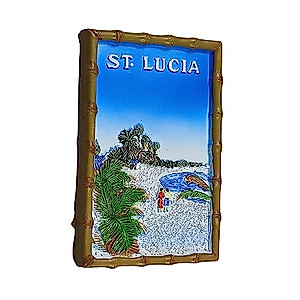 St.Lucia 3D Fridge Magnet Souvenir Gift,Resin Handmade St.Lucia Refrigerator Magnet Home & Kitchen Decoration Collection