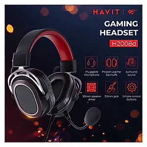 Compatible for HAVIT H2008d Wired Gaming Headset with 3.5mm Plug 50mm Drivers Surround Sound HD Mic Compatible for PS4 PS5 Xbox PC Laptop Gamer Headphone (Color : 3.5mm Plug)