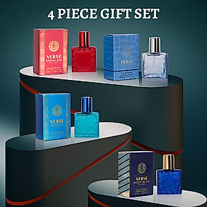 NovoGlow Verse Mini 4-Piece Fragrance Set for Men - Aromatic, Floral, Oriental & Woody Notes - Individually Boxed 25ml Eau De Parfum