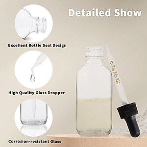 StellaCare 2 Pcs, 2 ounce Dropper Bottle, Glass Bottle, Small Glass Bottles with Lids Clear Glass Jars