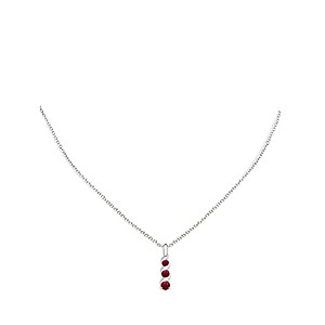 Angara Natural Ruby Three Stone Pendant Necklace with Diamond in Sterling Silver for Women with 18" Chain (4mm Weight-0.72ct) | July Birthstone Jewelry Gift for Women | Wedding Anniversary
