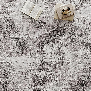 PureCozy Grey Area Rug 5x7 Abstract Living Room Rug Modern Kitchen Washable Indoor Accent Rug Distressed Throw Rug Bedroom Office Dining Room Low Pile Carpet Classroom Nursery