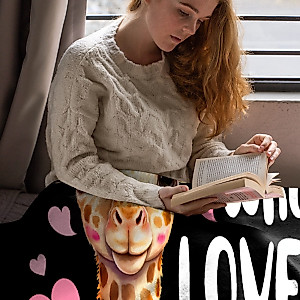 Mokukenren Just A Girl Who Loves Giraffes Blanket Lightweight Cozy Flannel Fleece Throw Blanket Best Gift Home Decor for Bed Couch Outdoor Camping 50"x40" S for Kids