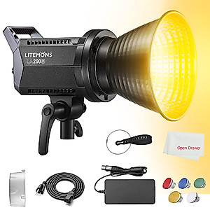 Godox LA200Bi Video Light, 230Ws 2800K-6500K Bi-Color LED Light, CRI 96+ TLCI 97+,11 FX Effects,Support Godox Light APP for Studio Portrait Photography