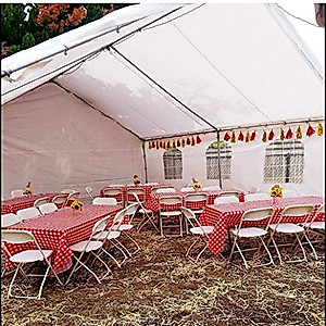 Oojami Pack of 4 Plastic Red and White Checkered Tablecloths - 4 Pack - Picnic Table Covers