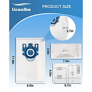 Ucoolbe GN 3D Vacuum Cleaner Bags Replacement for Miele GN Airclean Classic C1 Complete C1 C2 C3 S227 S240 S270 S400 S2 S5 S8 Series Includes 3D GN Dust Bags 6 Pack with 2 Pairs Filters