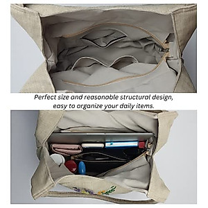 HCRAFT Embroidered Handbags for Women, Large Colorful Flower Shoulder Tote Bag with Zipper,13.8x6.3x14.5, Fabric Tote Bag, Hobo Bags For Women, Mother's Day Bag, Tote Bag Aesthetic with Inner Pocket