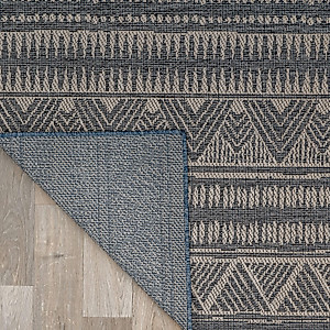 Rugshop Geometric Bohemian Indoor Outdoor Rug – Bohemian Area Rug/Outdoor Rug Deck Rugs, Non-Shedding Balcony Rugs, Boho Patio Rug, 5' x 7' Blue
