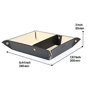 Londo Leather Tray Organizer - Practical Storage Box for Wallets, Watches, Keys, Coins, Cell Phones and Office Equipment