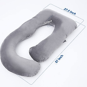 Aidiu u Shaped Pillows Pregnant Body Pillows for Sleeping, Pregnancy Pillows U Shape, Maternity Pillow, Full Body Maternity Pillow,57in, Support Back,Neck,Leg,Foot,Side Sleeper, Washable Cover, Grey