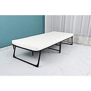 Folding Bed and Thick Memory Foam Mattress with Wheels Guest Beds 500 lbs Max Weight Capacity Bed (74.8x31.4x10.6 inch, 3 Fold Bed)