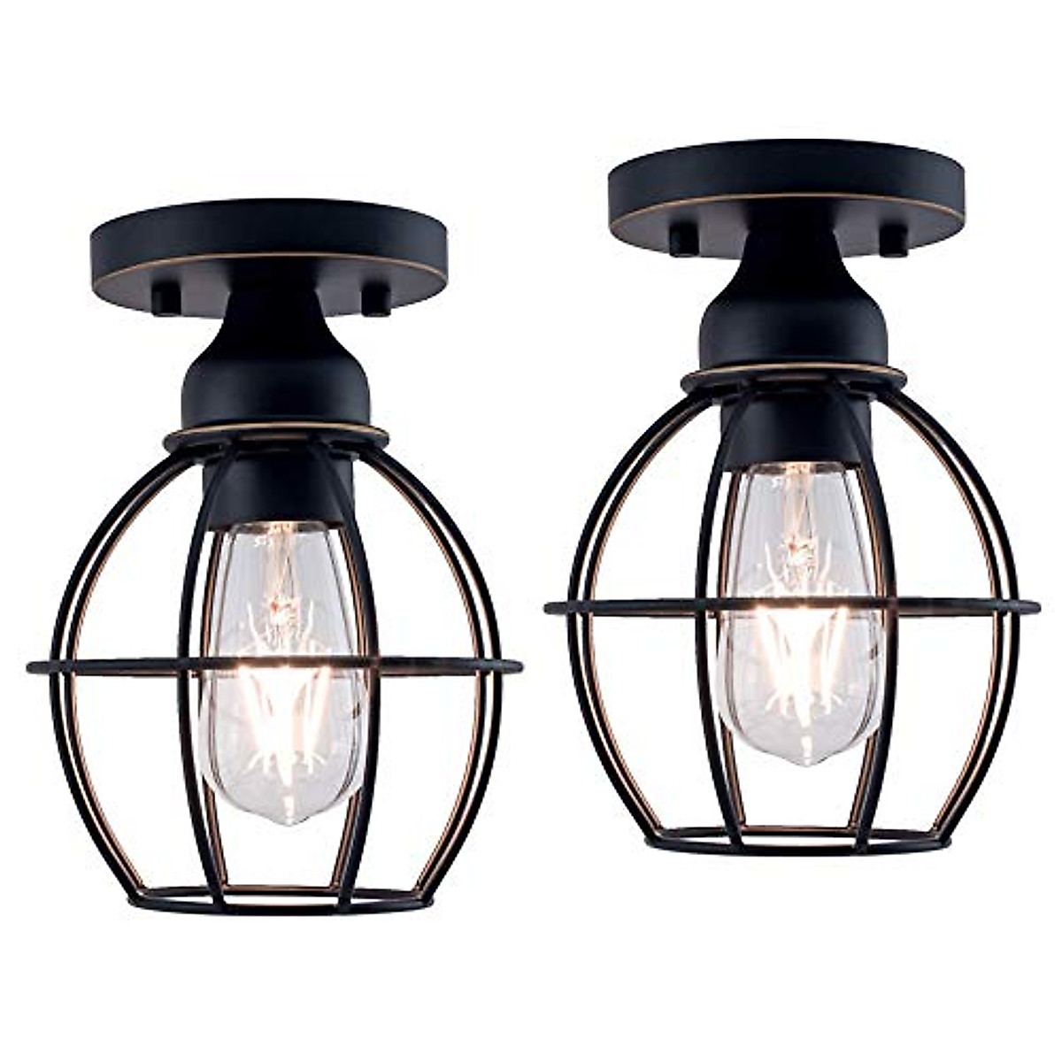 YaoKuem Semi Flush Mount Ceiling Light Fixture, E26 Medium Base, Metal Housing, Bulbs NOT Included, 2-Pack