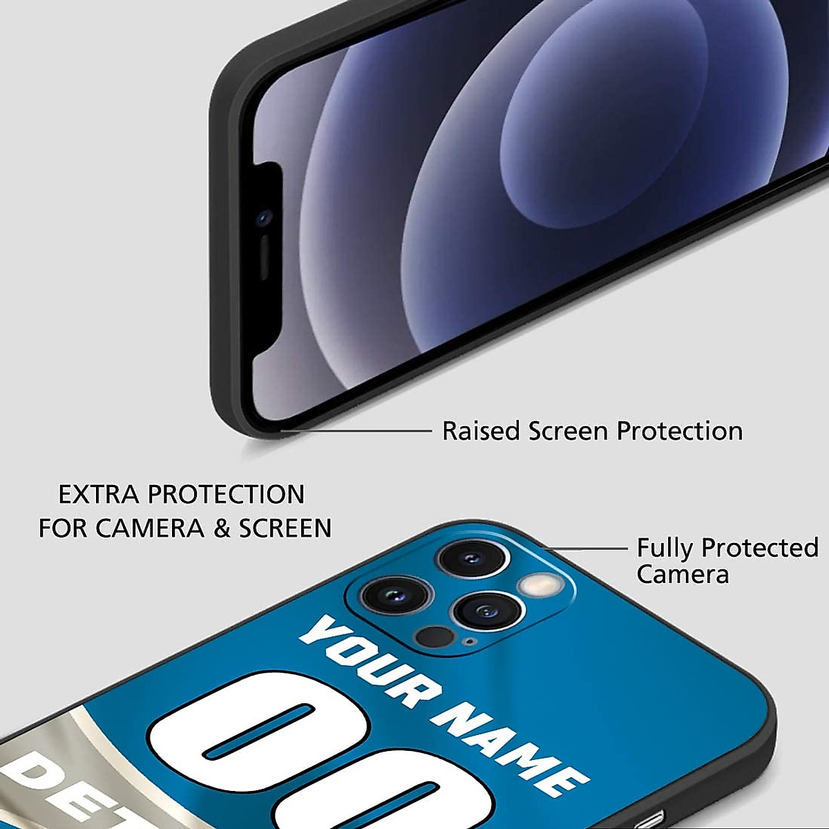 Custom Football Jersey Cases for iPhone 15 14 Pro Max Plus13 12 11 Xs Max XR 8 7 11 Mini,Customized Sports Flag Phone Case in Your Name Number,Thin Shockproof Protective Cover(32 Design For Choose)