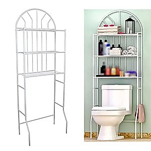 OCASAMI 3-Shelf Over The Toilet Organizer Metal Bathroom Organizer Over Toilet, 3-Tier White Toilet Shelf Organizer Freestanding Storage Space Saver Shelf 69.7x25.6x13.4inch | US Stock