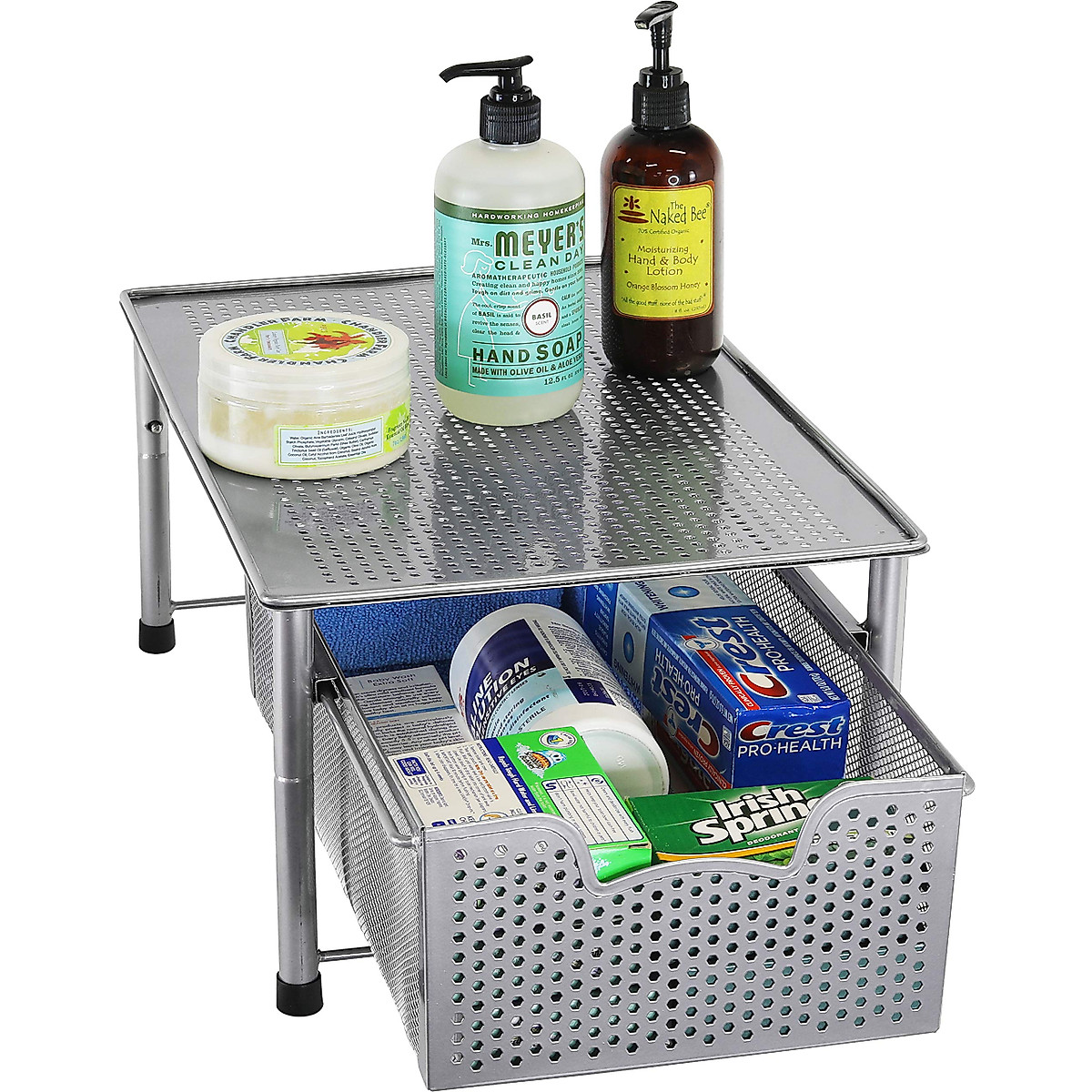Simple Houseware Stackable Cabinet Basket Drawer Organizer, Silver