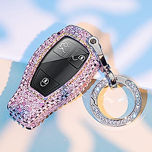 Savzokiw Crystal Car Key Chain For Ladies Women Key Fob, Key Chain Ring Strap (Silver)