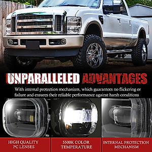 BUNKER INDUST LED Fog Lights for 2008 2009 2010 Ford F250/F350/F450 Super Duty, Bumper Driving Fog lamp Kit with Adapter Extension Harness