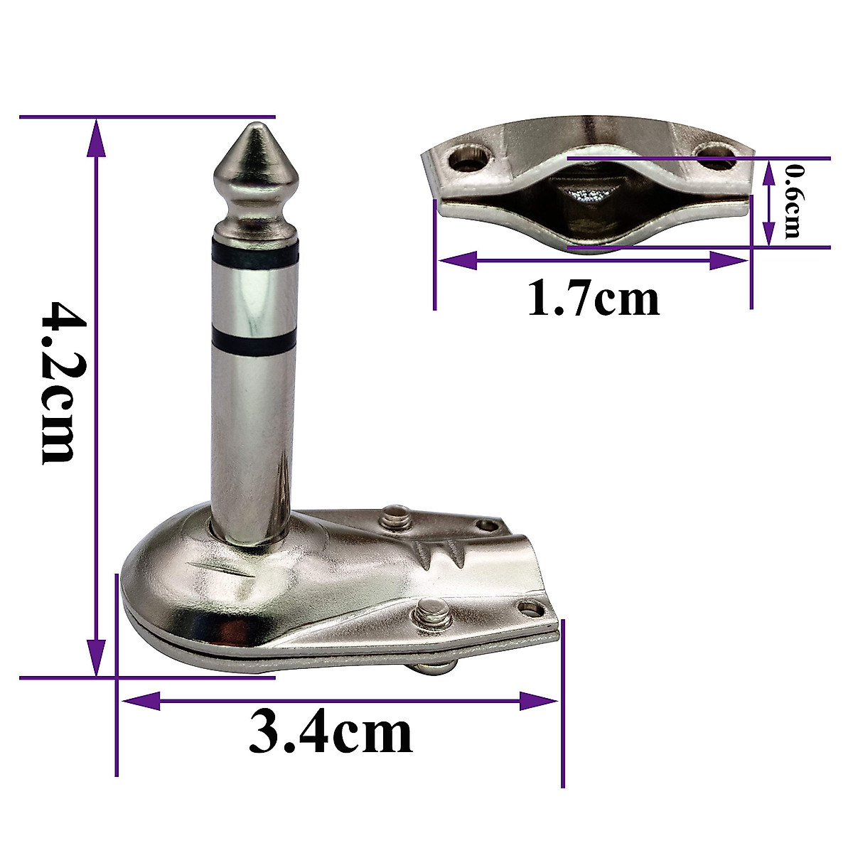 AAOTOKK Right Angle 6.35MM Adapter Golden Plated 90 Degree 3 Pole 6.35mm 1/4 Inch Stereo TRS Male Flat Pancake Style Plugs Connectors for Speaker,Patch Cable,Guitar(4 Pack/3 Pole)