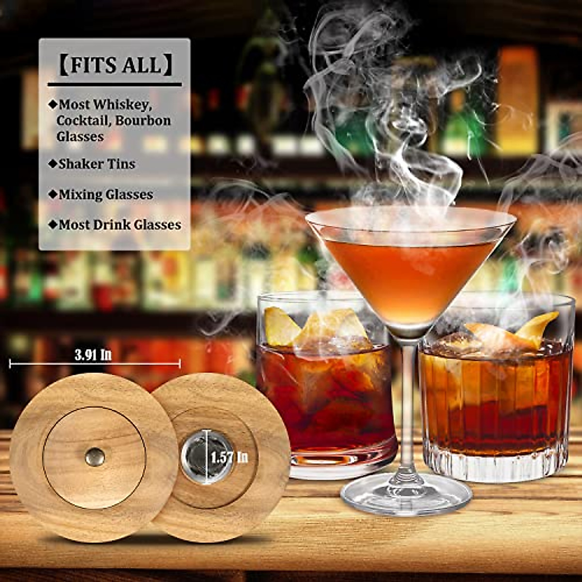 EAOAK Cocktail Smoker Kit with Torch-Whiskey Drink Smoker&4 Flavors Wood Chips-Old Fashioned Smoker Kit for Infuse Cocktail, Bourbon,Bar Smoker Set Gift for Men,Husband,Dad,Valentine's Day(No Butane)