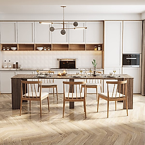 Pvillez Extendable Dining Table, 118.5" Modern Rectangular Extendable Table, Wooden Kitchen Table Dining Room Table, Long Desk Table Large Console Table Office Table for 6 8 10 12 People (White Oak)