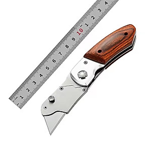 Personalized Utility Box Knife with Clip, Custom Engraved Pocket Knife Box Knives Wood Handle- Engraved from USA.